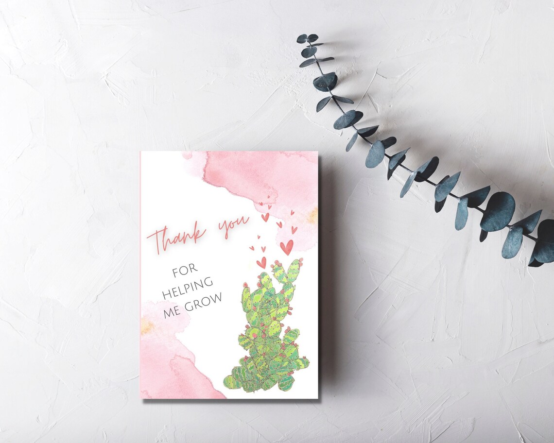 Teacher Appreciation Week Card, Watercolor Thank You Note, Printable ...