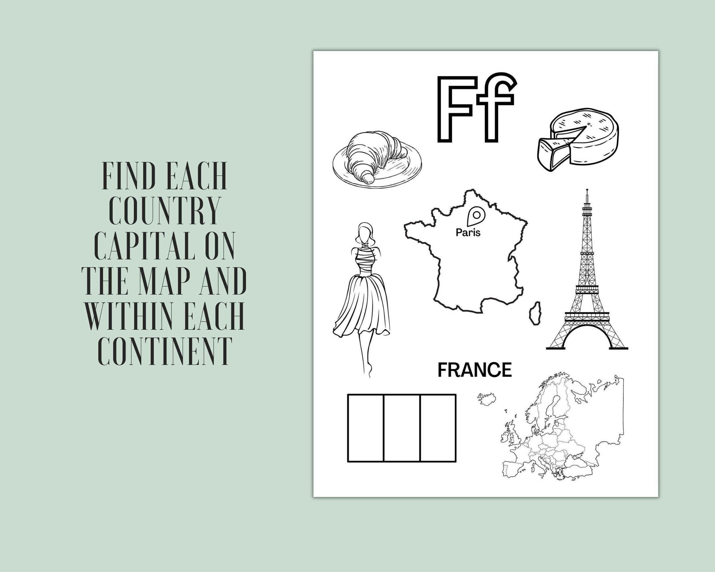 COUNTRY ABC Coloring Pages, World Coloring Book, Alphabet Coloring ...