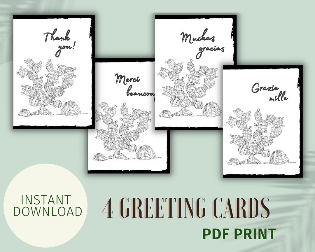 Coloring Thank You Cards, Carte Merci, Color Your Own Greetings ...