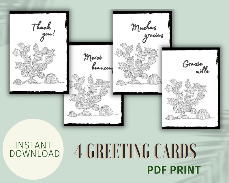 Coloring Thank You Cards, Carte Merci, Color Your Own Greetings ...