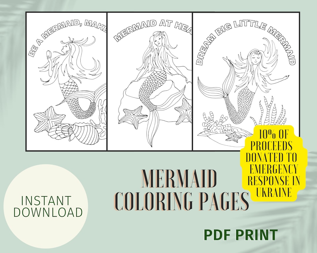 MERMAID COLORING PAGES, Mermaid Coloring Sheets for Girls, Mermaid ...