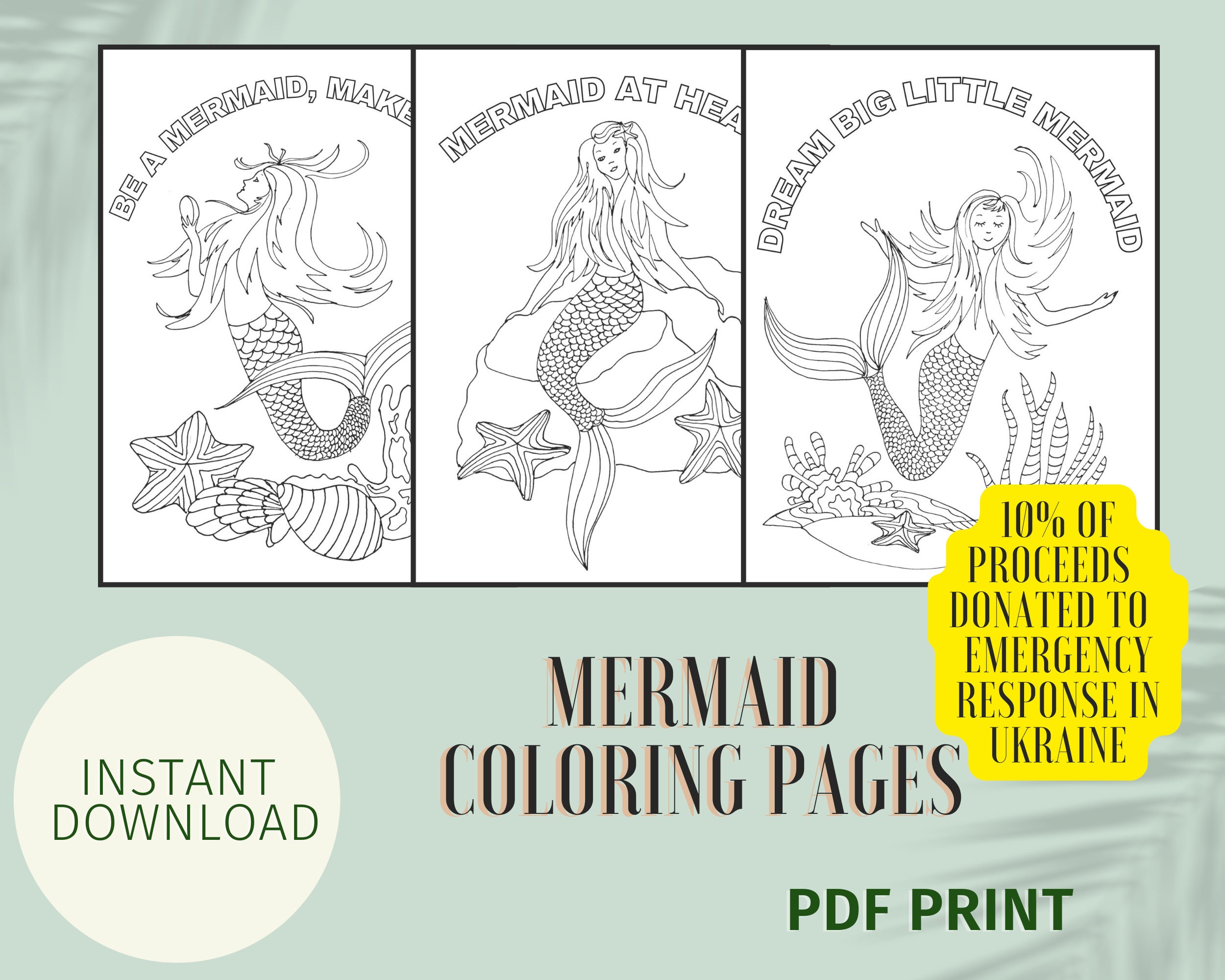 MERMAID COLORING PAGES, Mermaid Coloring Sheets for Girls, Mermaid ...