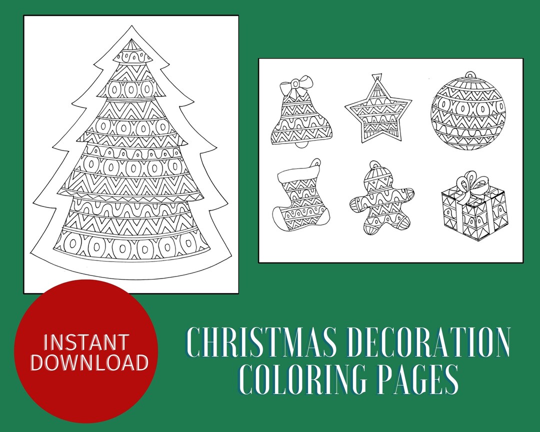 Christmas Tree Ornament Coloring Pages, DIY Holiday Decor (PDF) - Etsy