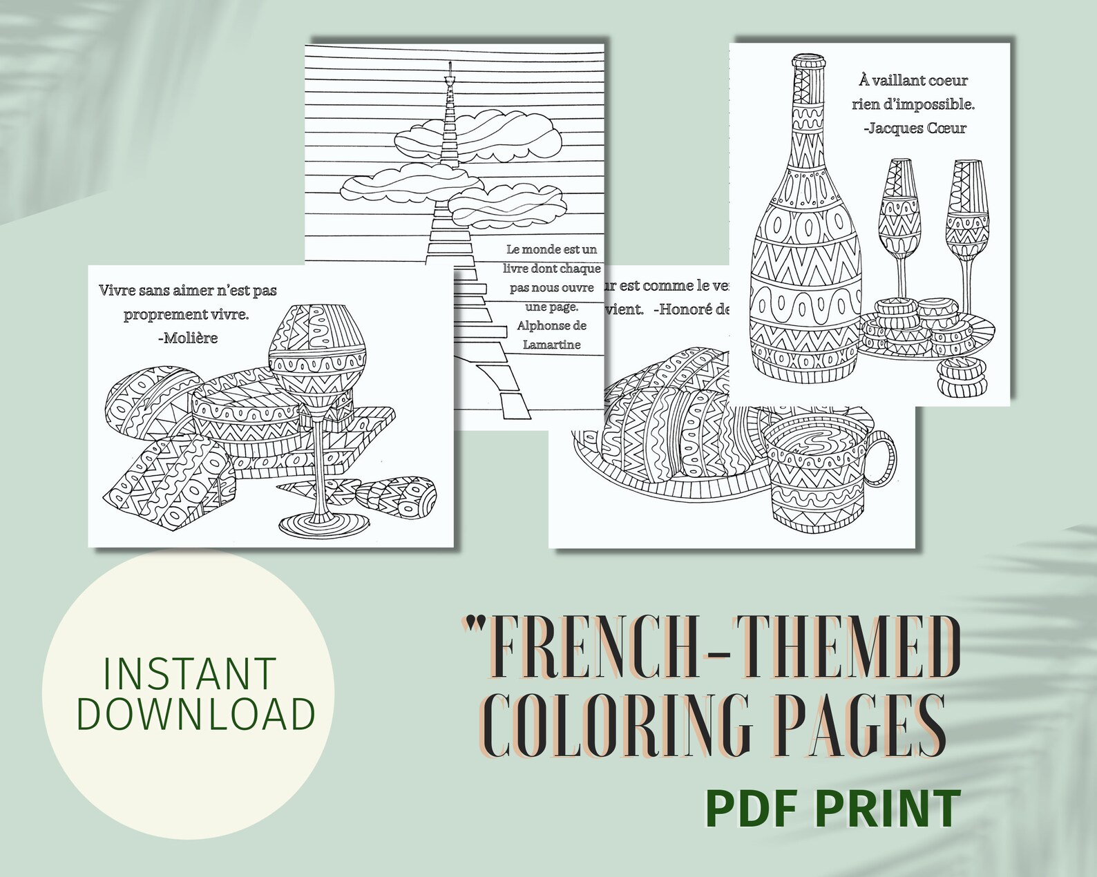 ARTSY COLORING PAGES 8 Original France Theme Complex Mandala - Etsy