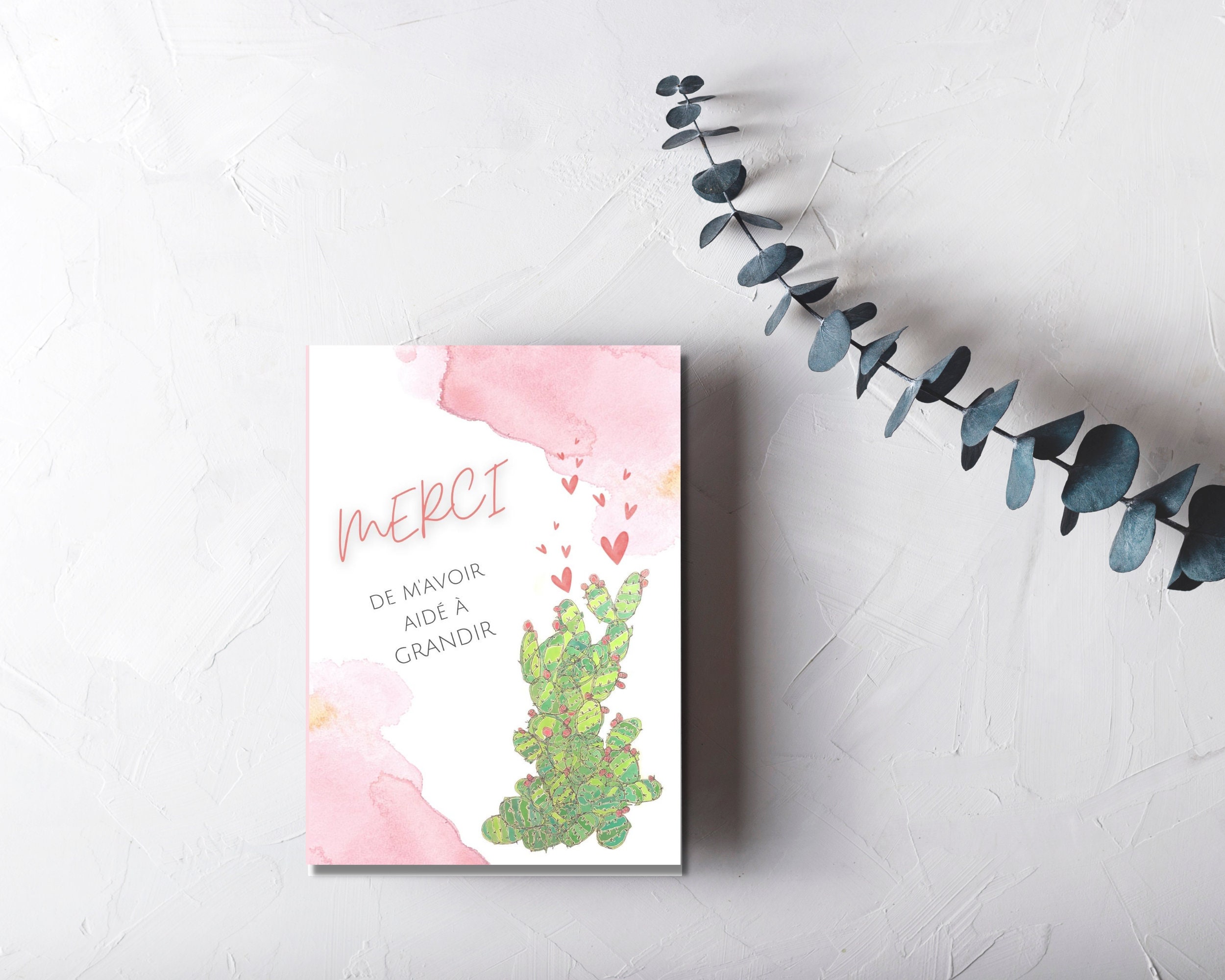 Printable French Teacher Appreciation Cards, Carte Merci, Printable ...