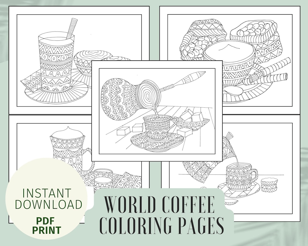 ARTSY COLORING PAGES, Printable Coffee Art, Complex Mandala Coloring ...