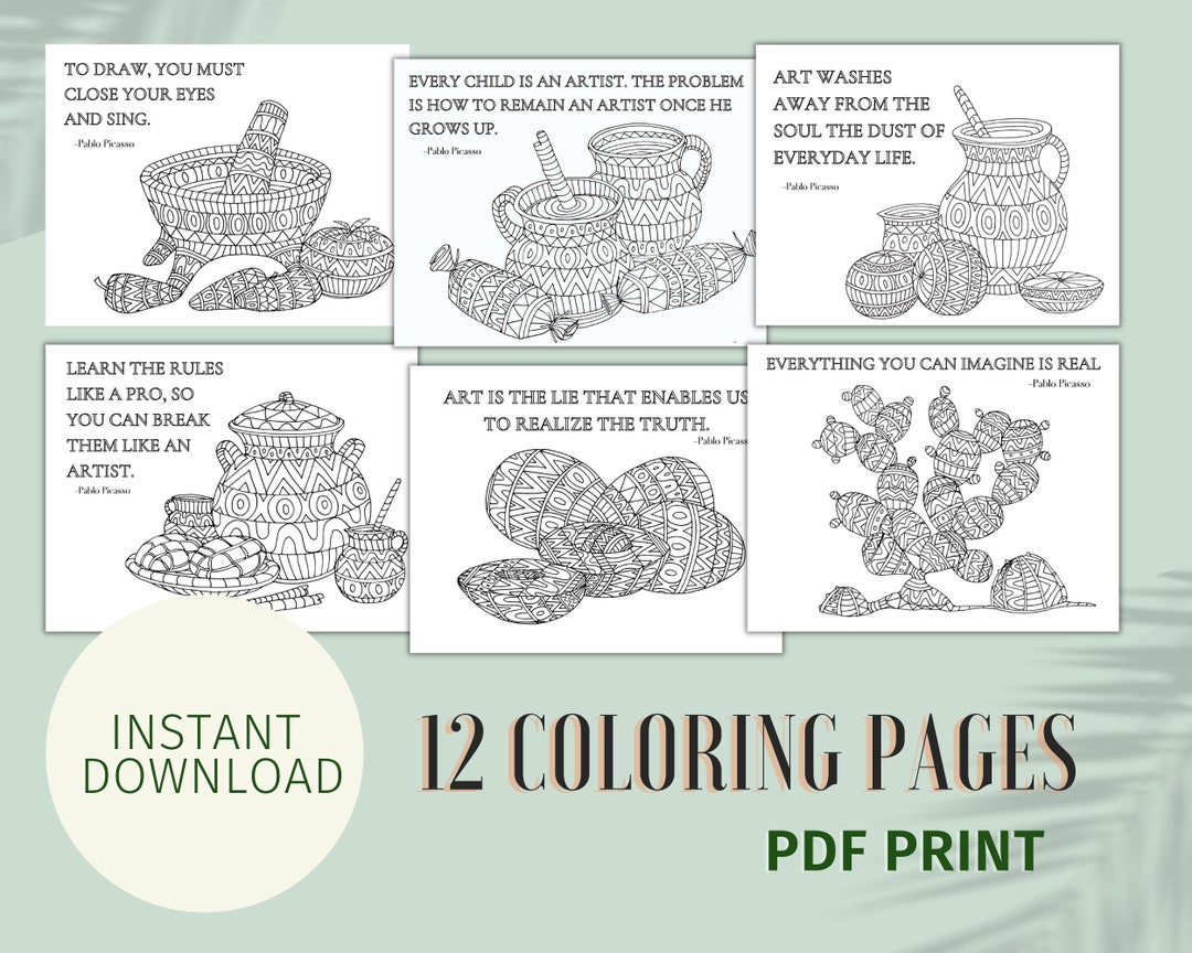 ARTSY COLORING PAGES, 12 Original Mexico Theme, Complex Mandala ...