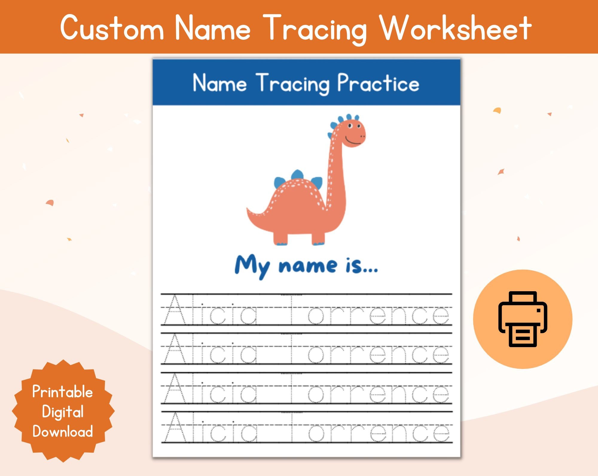 Name Tracing Custom Worksheet / Personalized First & Last Name Tracing ...