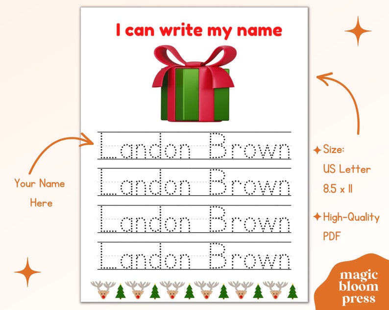Name Tracing Custom Worksheet / Personalized First & Last Name Tracing ...