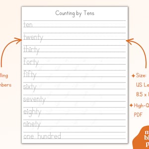 Count by Tens Worksheet / Counting by Tens Spelling Numbers / Count by ...