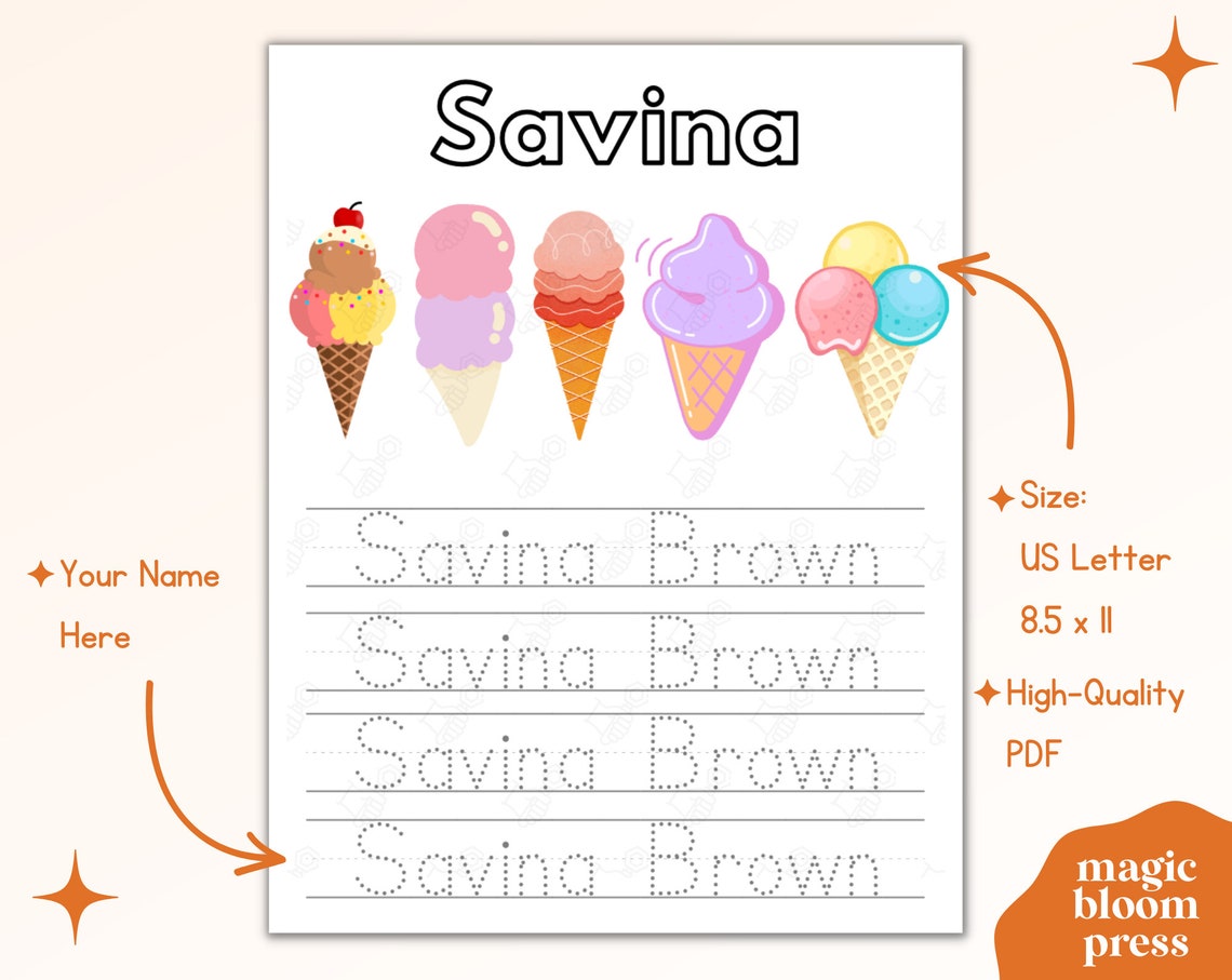 Name Tracing Custom Worksheet / Personalized First Name Tracing Name ...