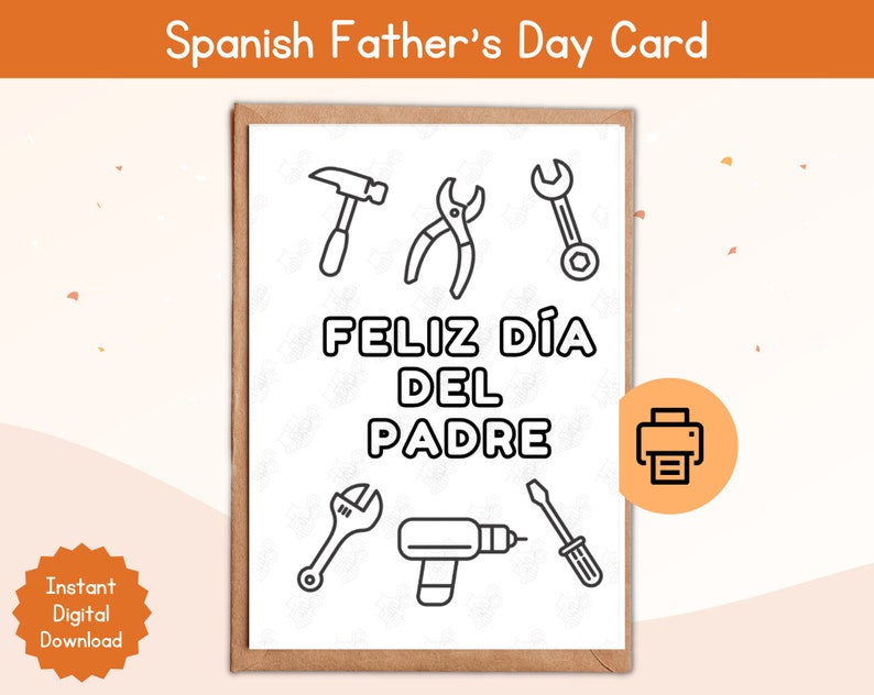 Father's Day Card in Spanish/ Feliz Dia Del Padre Tarjeta / Printable ...