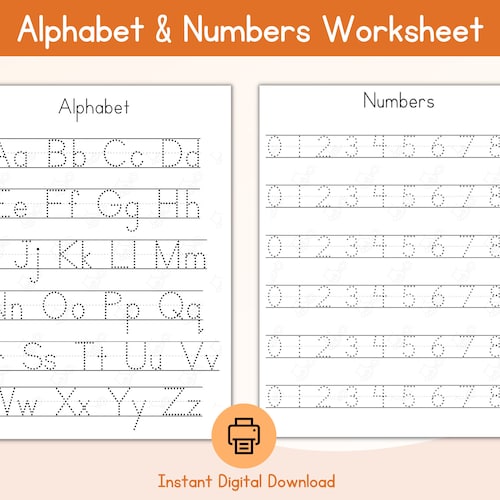 Alphabet & Number Tracing Sheet / ABC Tracing / Handwriting - Etsy