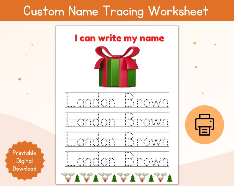 Name Tracing Custom Worksheet / Personalized First & Last Name Tracing ...