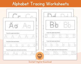 Uppercase & Lowercase Alphabet Tracing Worksheets Printable - Etsy