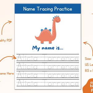 Name Tracing Custom Worksheet / Personalized First & Last Name Tracing ...