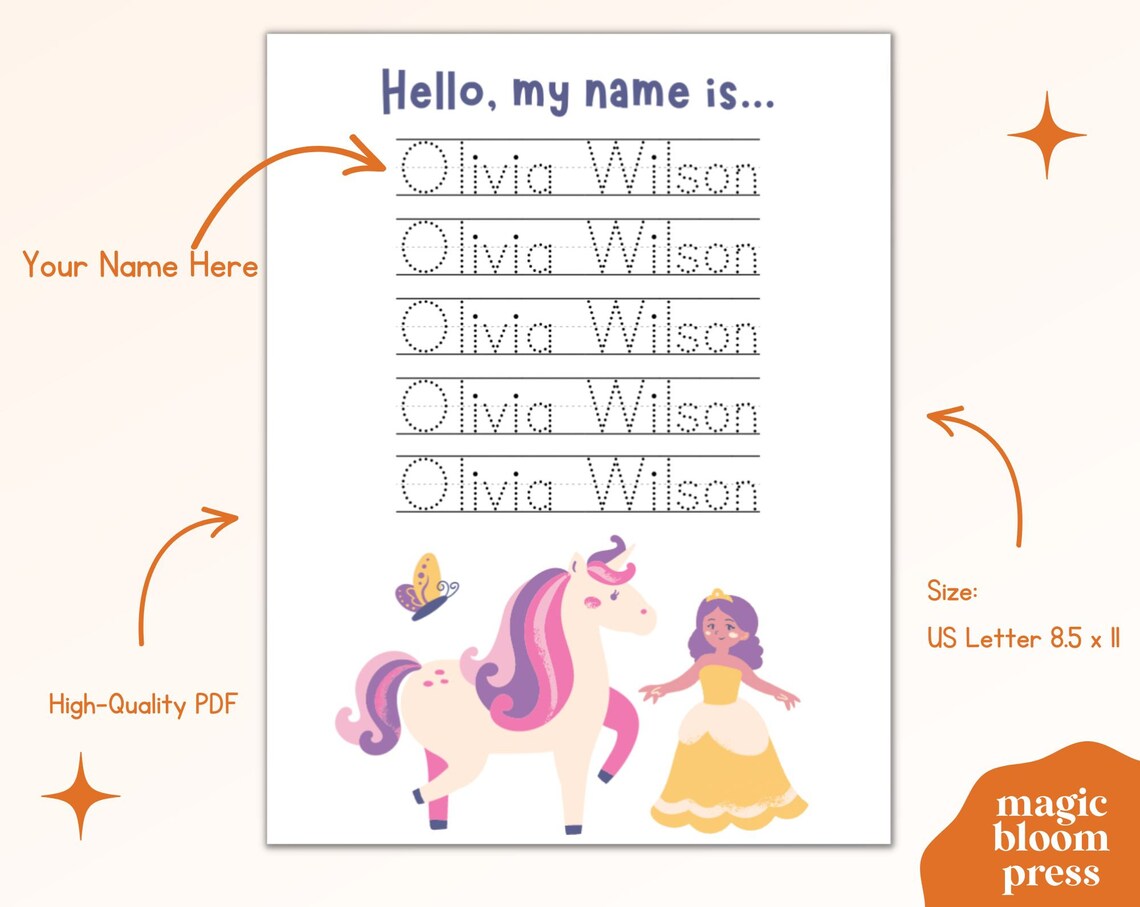 Name Tracing Custom Worksheet / Personalized First & Last Name Tracing ...