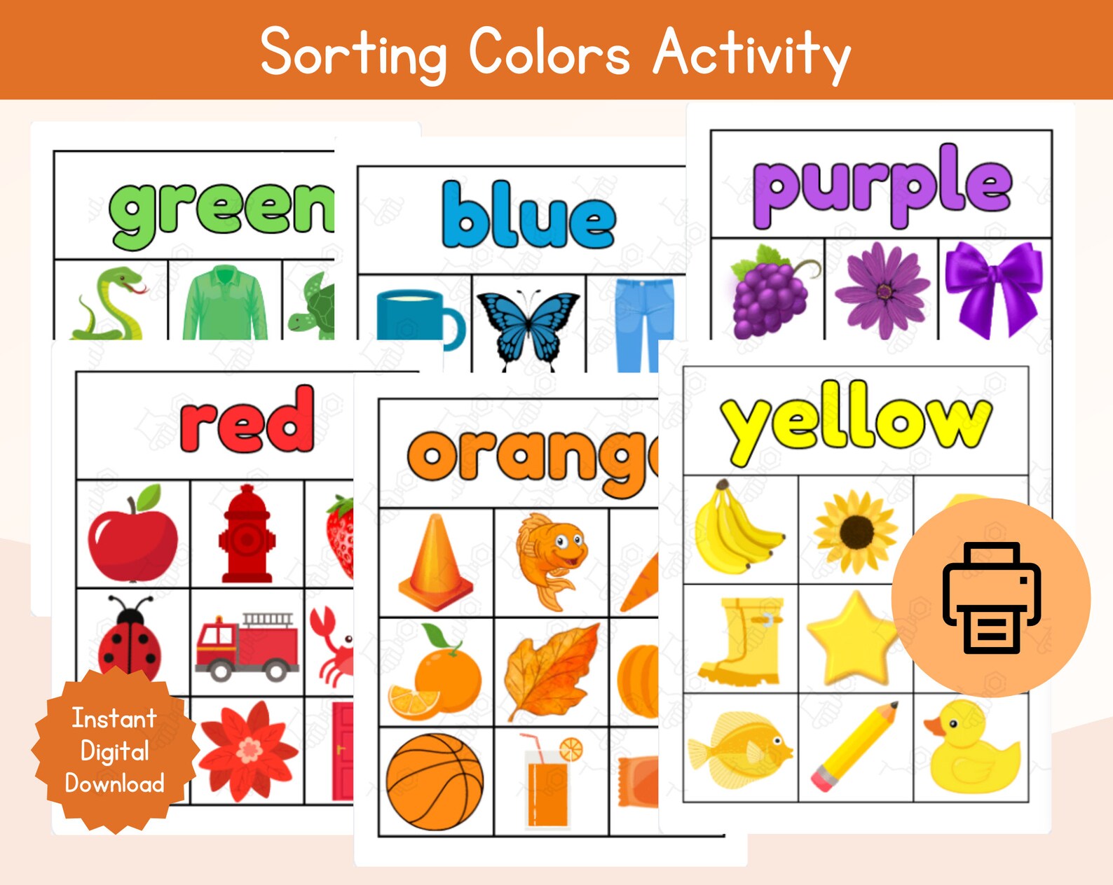 Color Sorting Activity Printable / Color Sorting Matching Activity ...