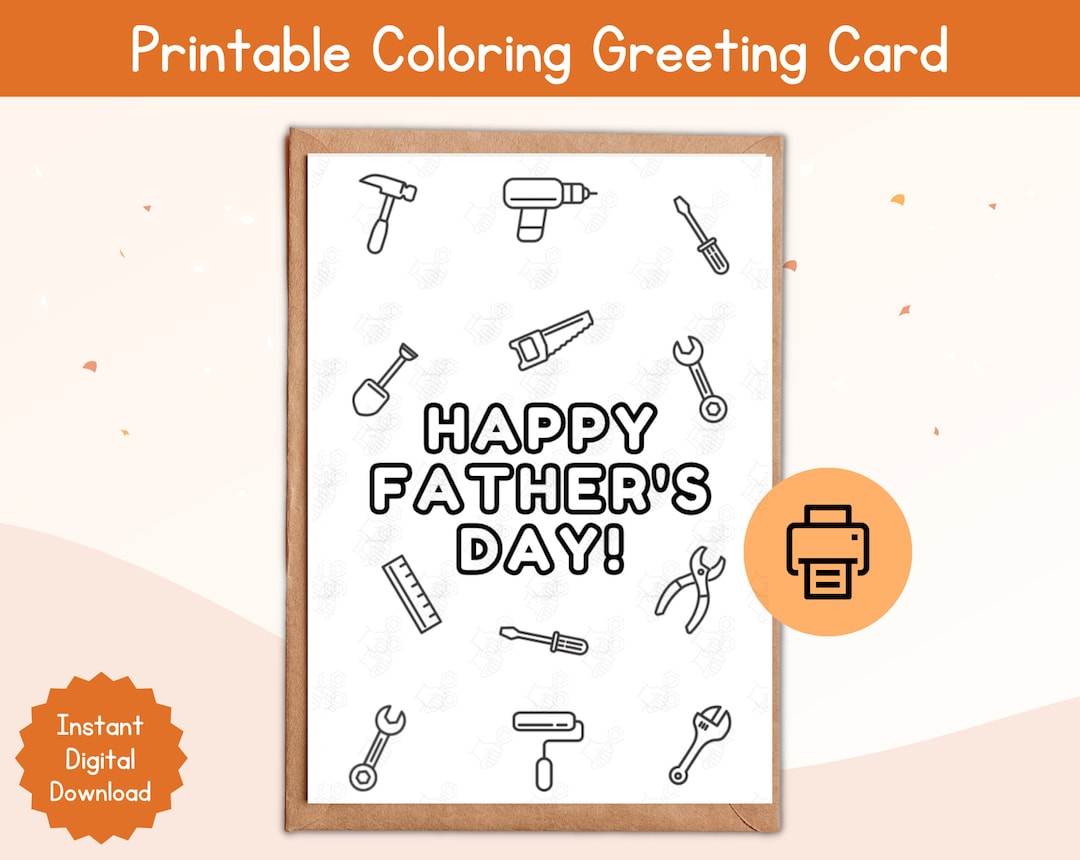 Printable Father's Day Coloring Greeting Card / Digital Greeting Card ...