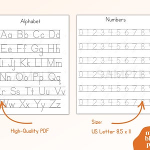 Alphabet & Number Tracing Sheet / ABC Tracing / Handwriting Practice ...