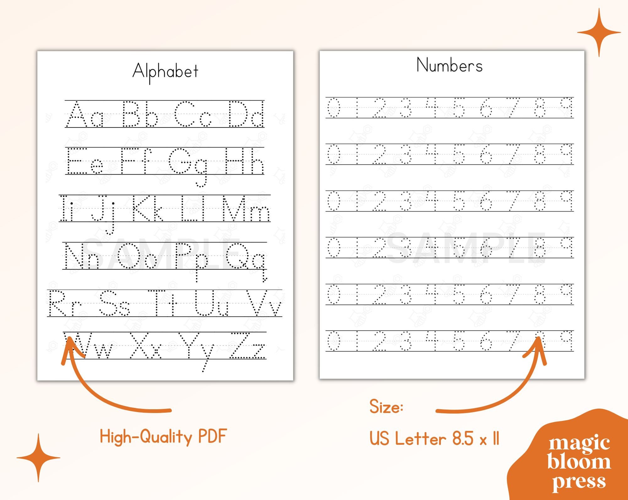 Alphabet & Number Tracing Sheet / ABC Tracing / Handwriting Practice ...