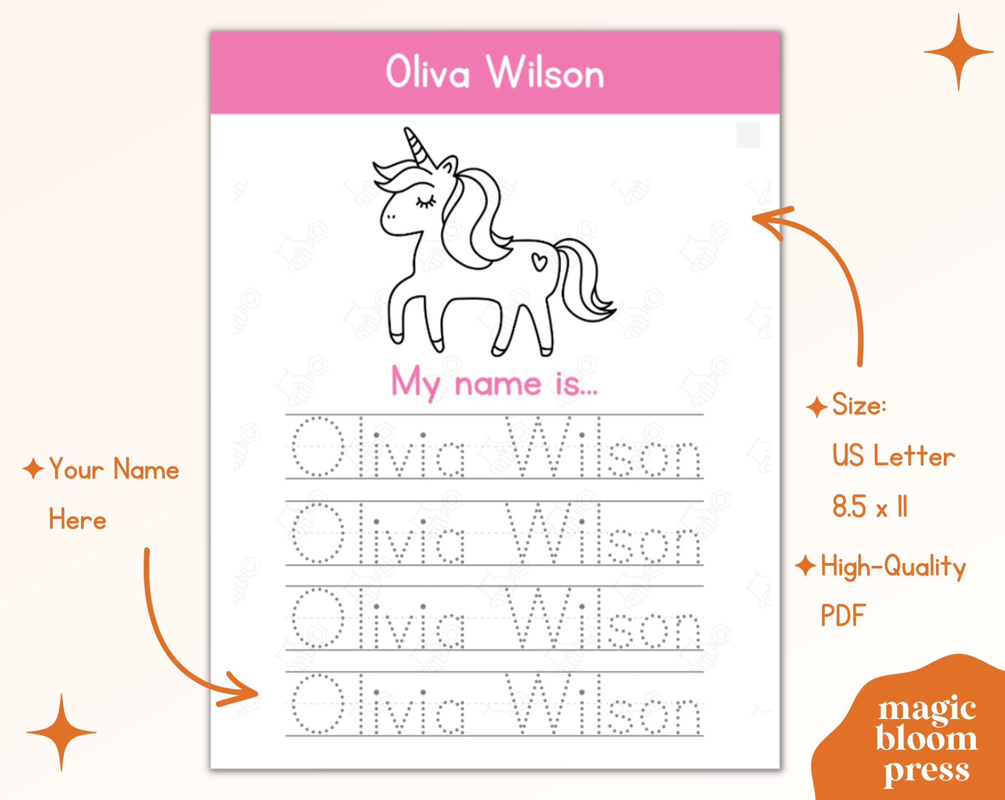 Name Tracing Custom Worksheet / Personalized First Name Tracing Name ...
