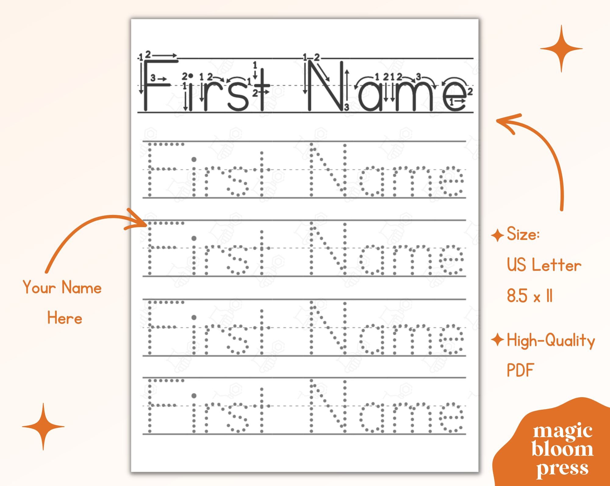 Name Tracing Custom Worksheet / Personalized First Name Tracing Name ...