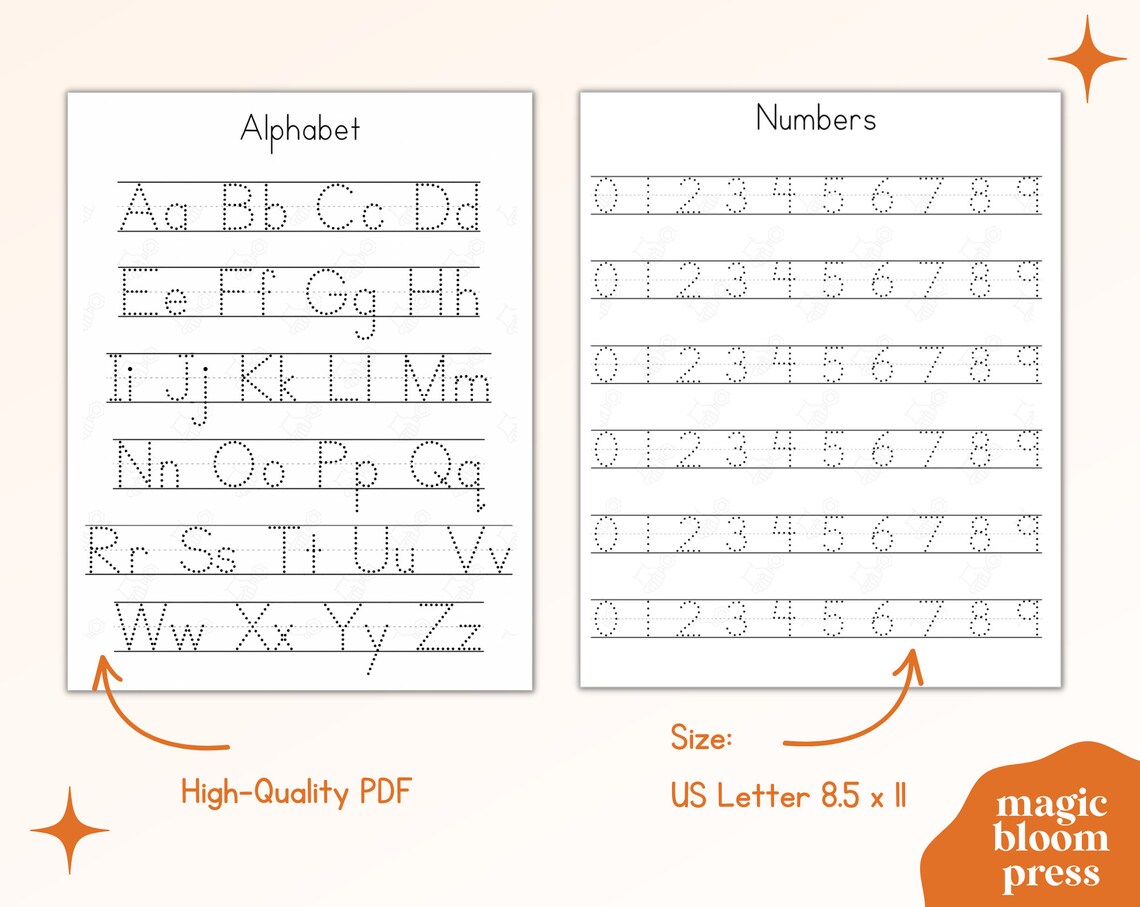 Alphabet & Number Tracing Sheet / ABC Tracing / Handwriting - Etsy