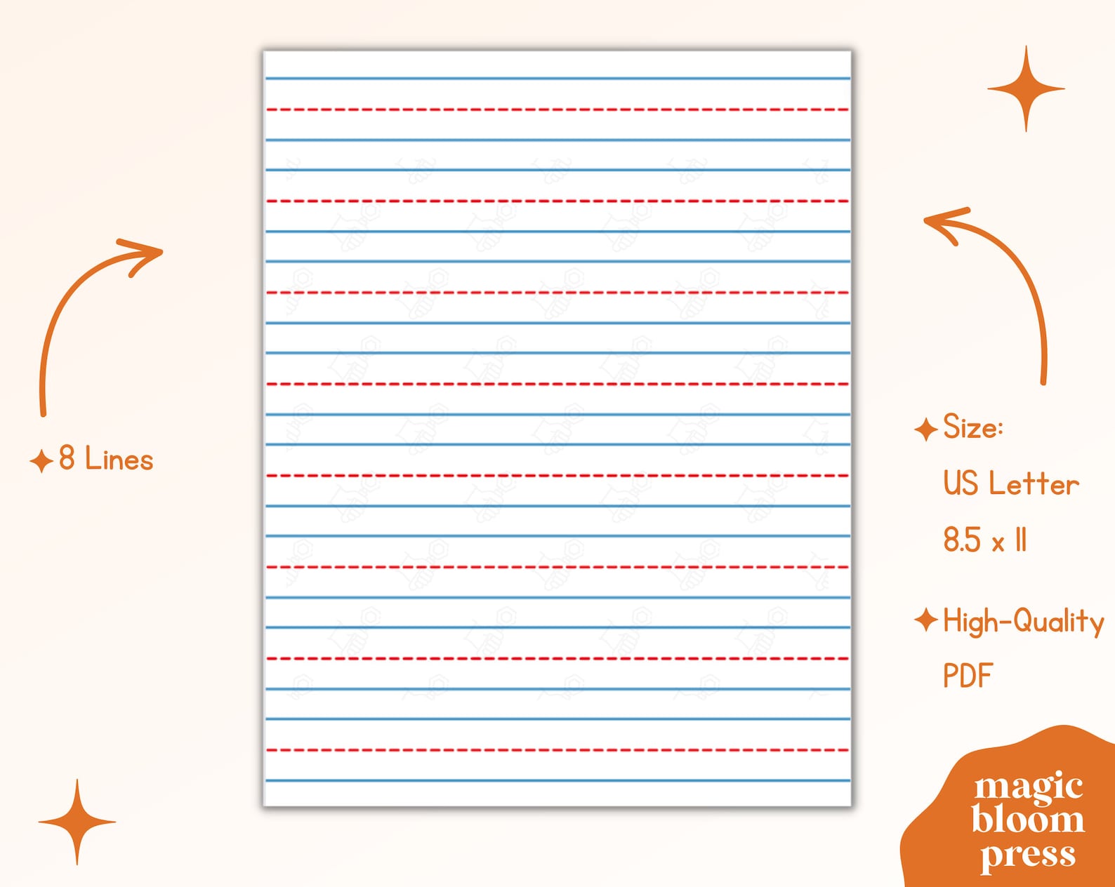 Handwriting Lined Paper / Practice Writing Paper / Printable Lined ...