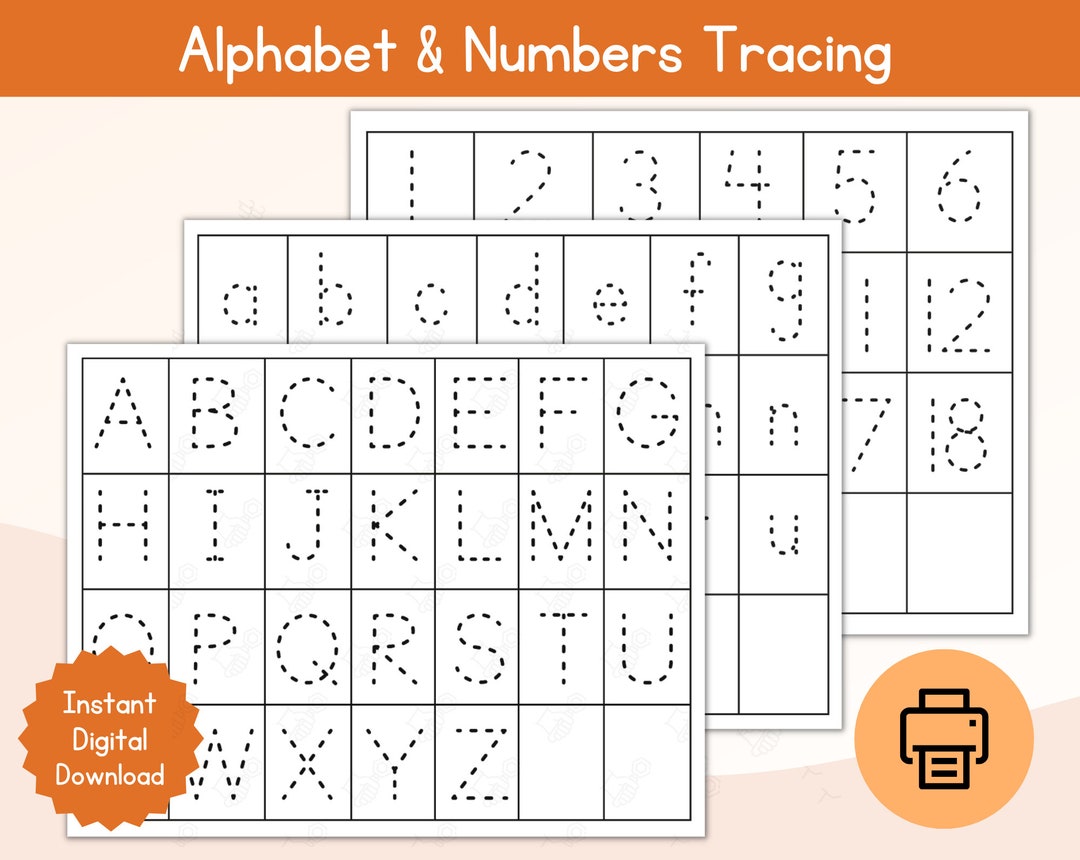 Alphabet & Number Tracing Sheet / ABC Tracing / Handwriting Practice ...