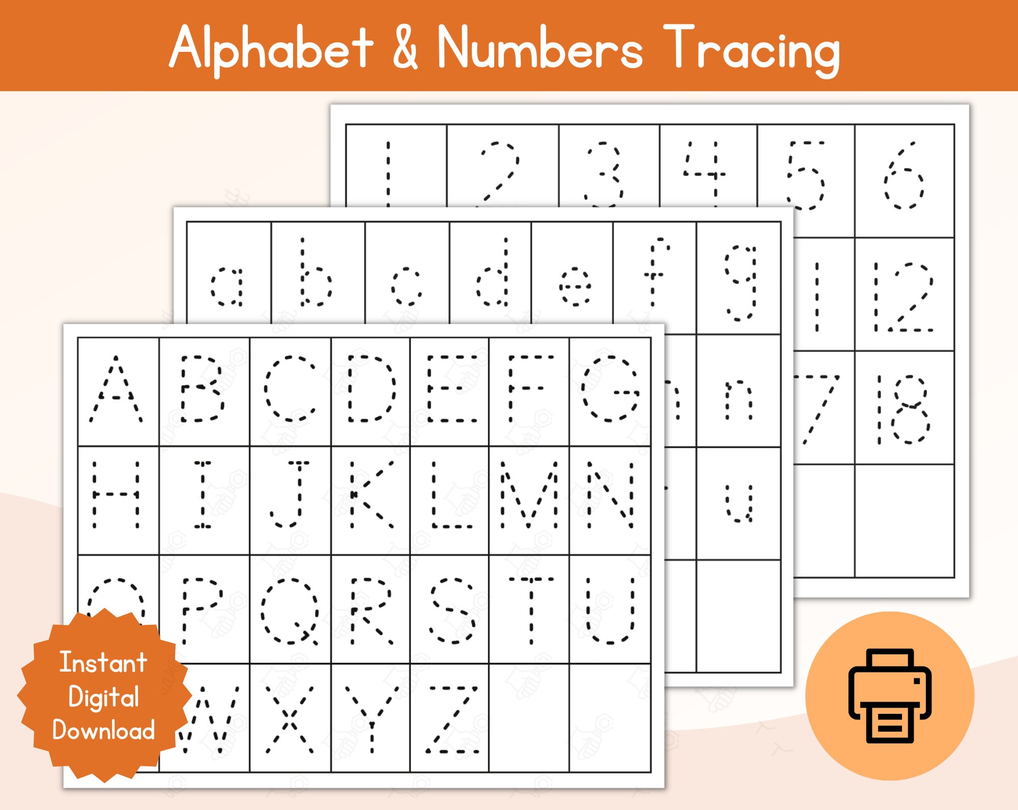 Alphabet & Number Tracing Sheet / ABC Tracing / Handwriting Practice ...