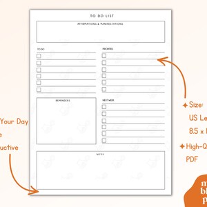 To Do List Page / Printable to Do List / Printable Digital Download for ...