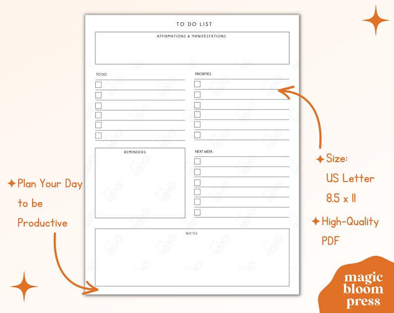 To Do List Page / Printable to Do List / Printable Digital - Etsy