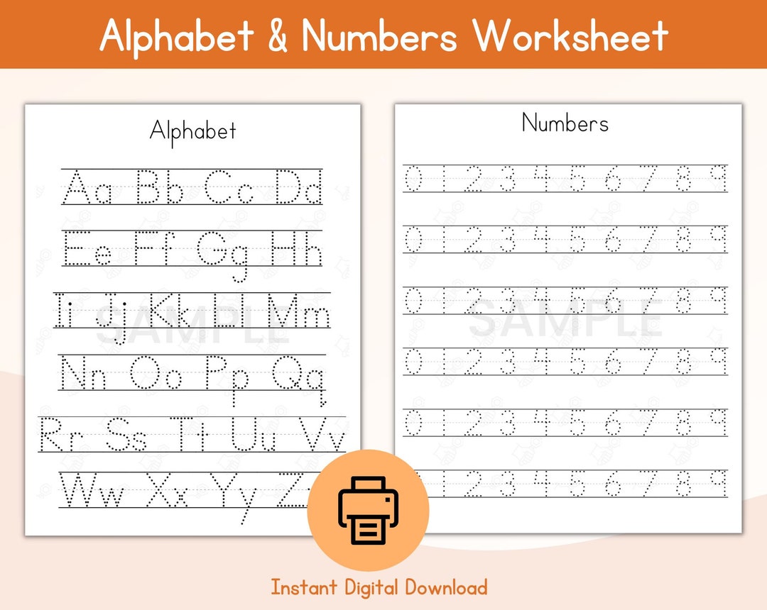 Alphabet & Number Tracing Sheet / ABC Tracing / Handwriting Practice ...