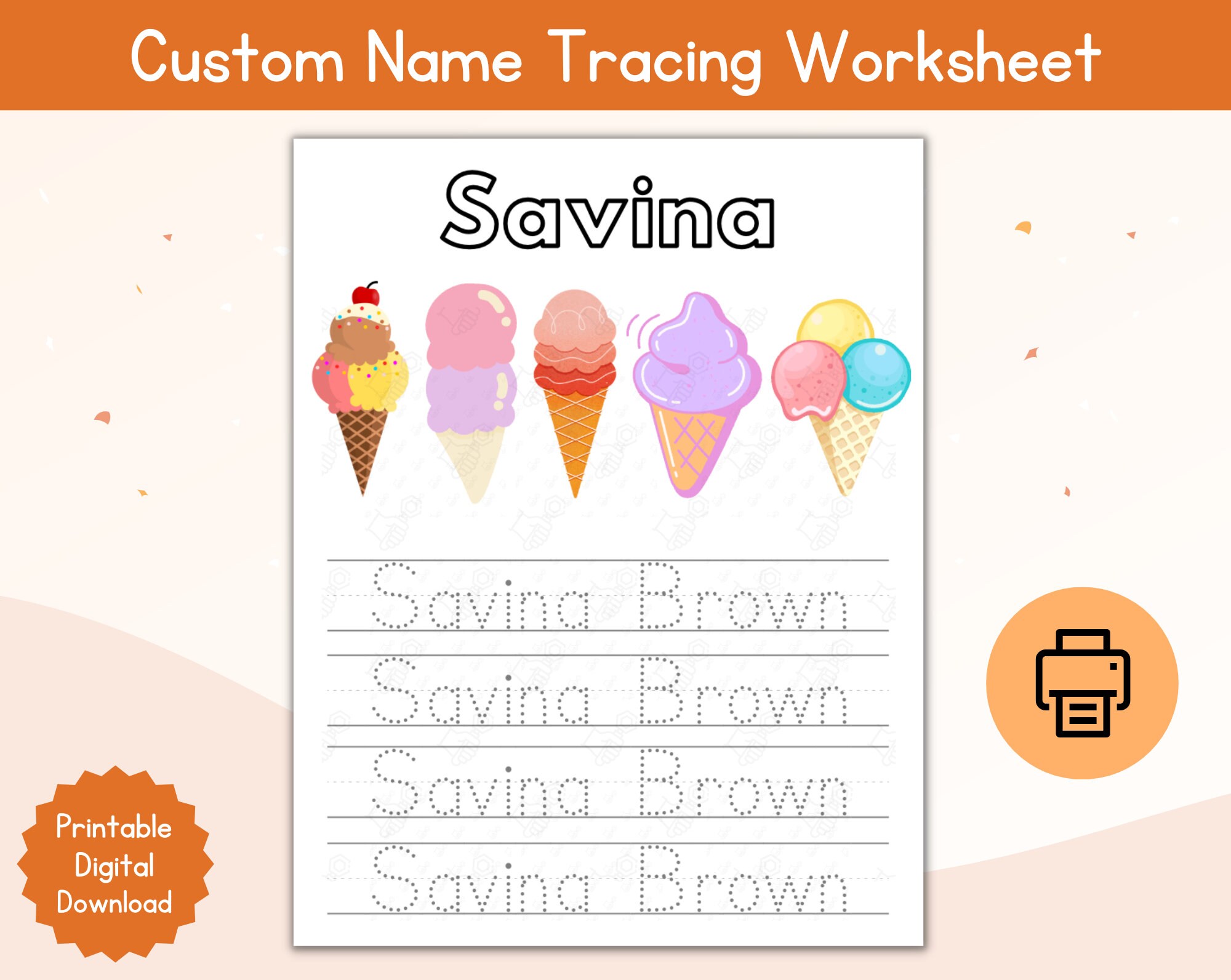 Name Tracing Custom Worksheet / Personalized First Name Tracing Name ...