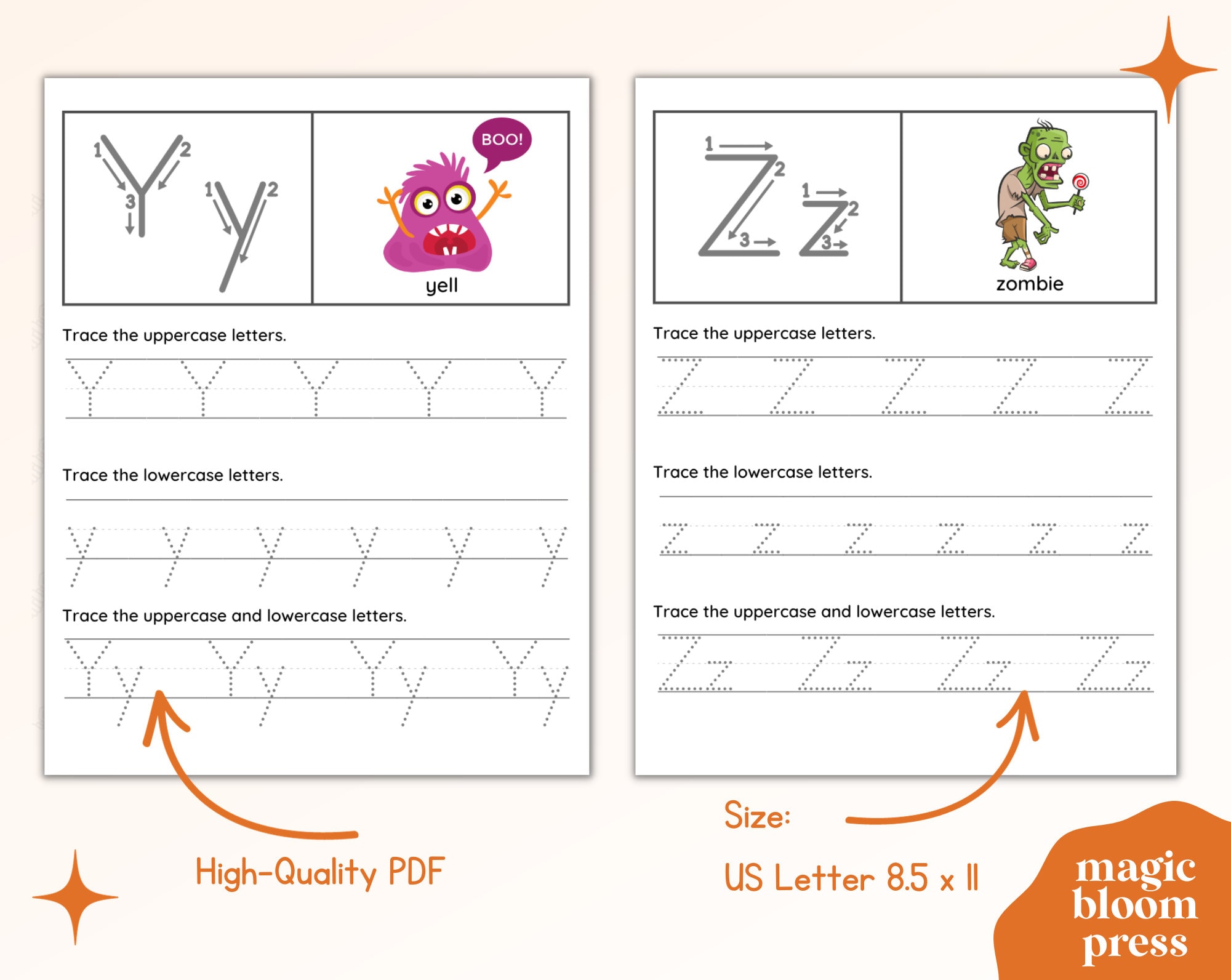 Halloween Alphabet Tracing Worksheets A-Z / ABC Halloween - Etsy