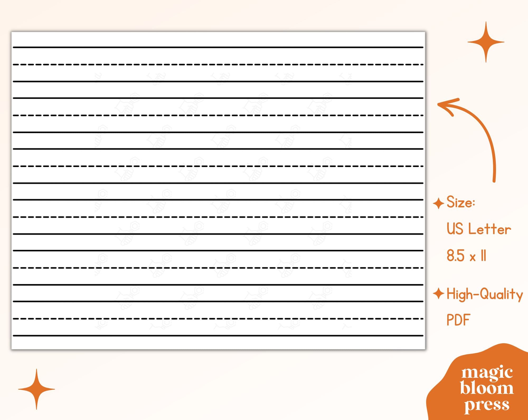 Handwriting Practice Paper / Practice Writing Paper / Printable Lined ...