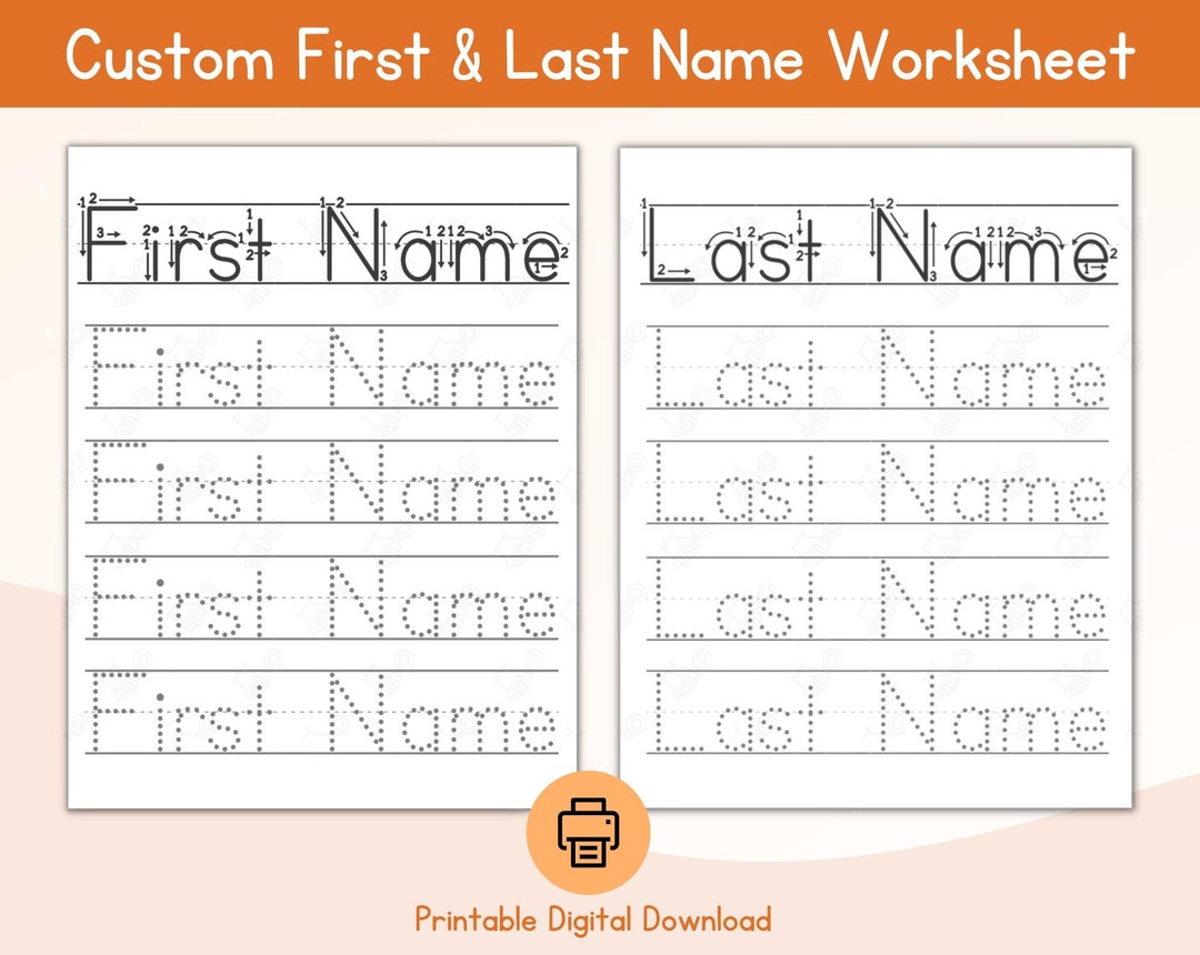 Name Tracing Custom Worksheet / First & Last Name Tracing Name ...