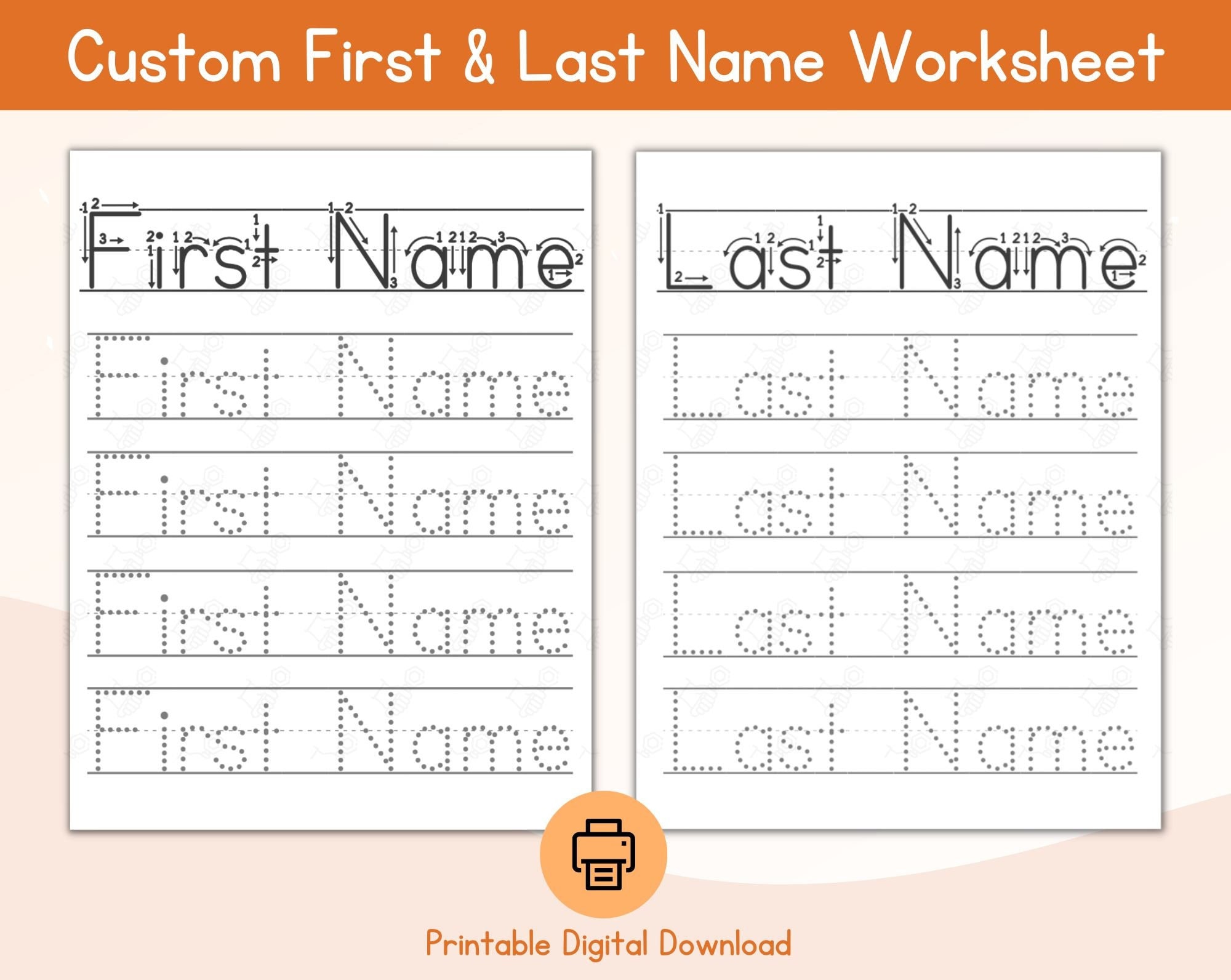 Custom Worksheet Tracing Letters