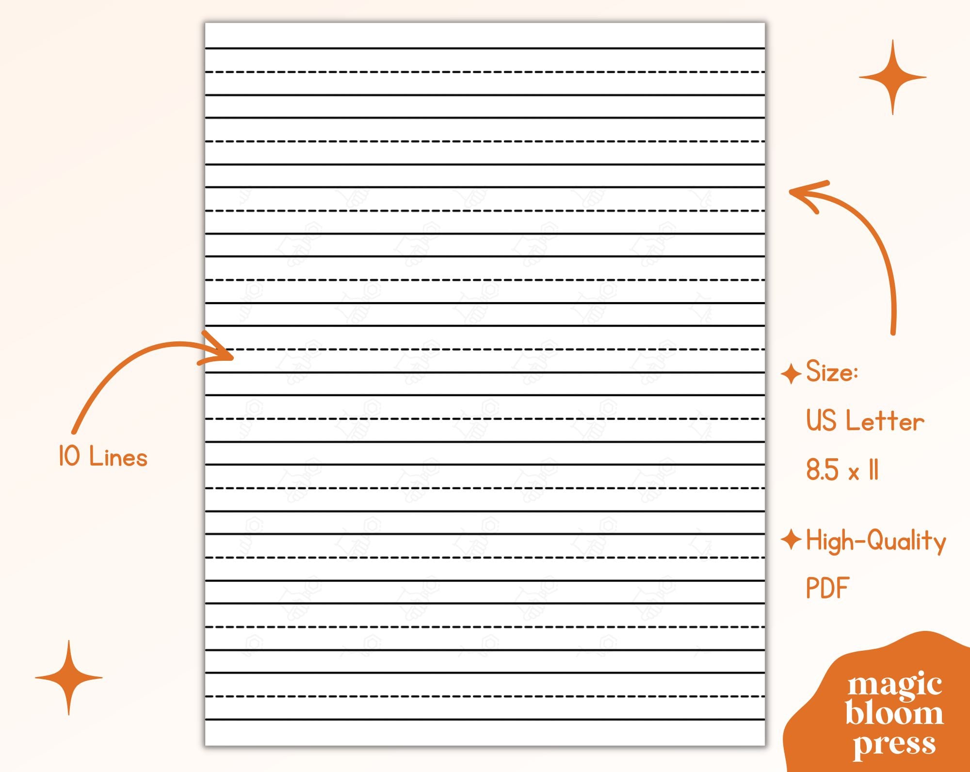 Handwriting Practice Paper / Practice Writing Paper / Printable Lined ...