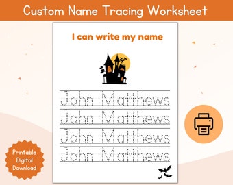 Name Tracing Custom Worksheet / Personalized First and Last Name Tracing Name Worksheet / Name ...