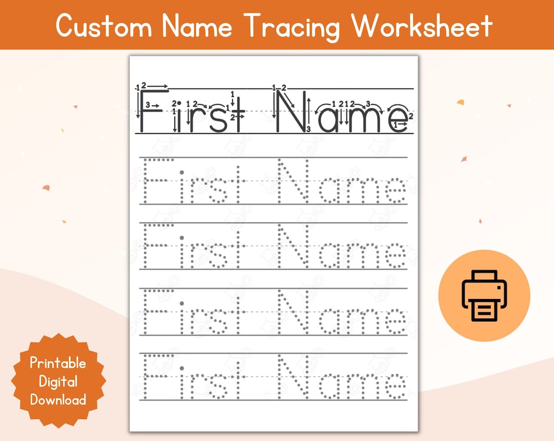 Name Tracing Custom Worksheet / Personalized First Name Tracing Name ...