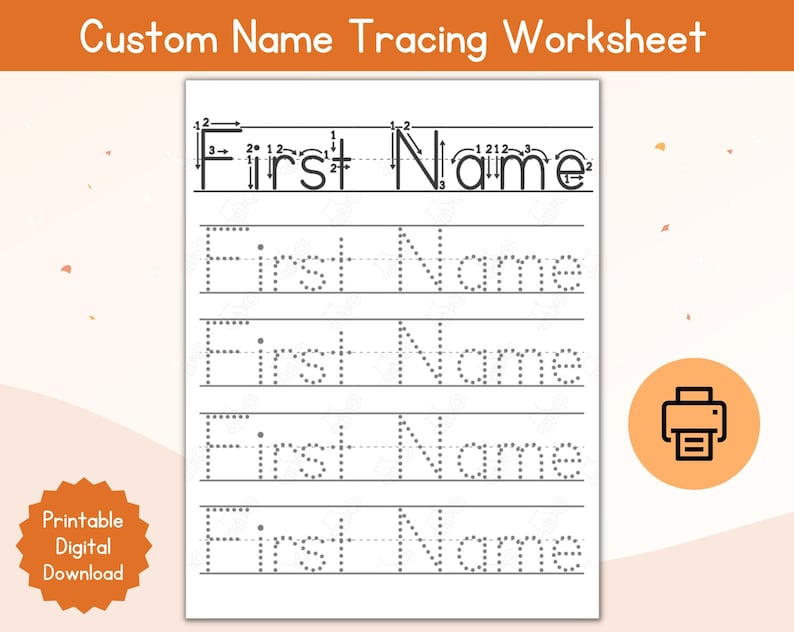 Name Tracing Custom Worksheet / Personalized First Name Tracing Name ...