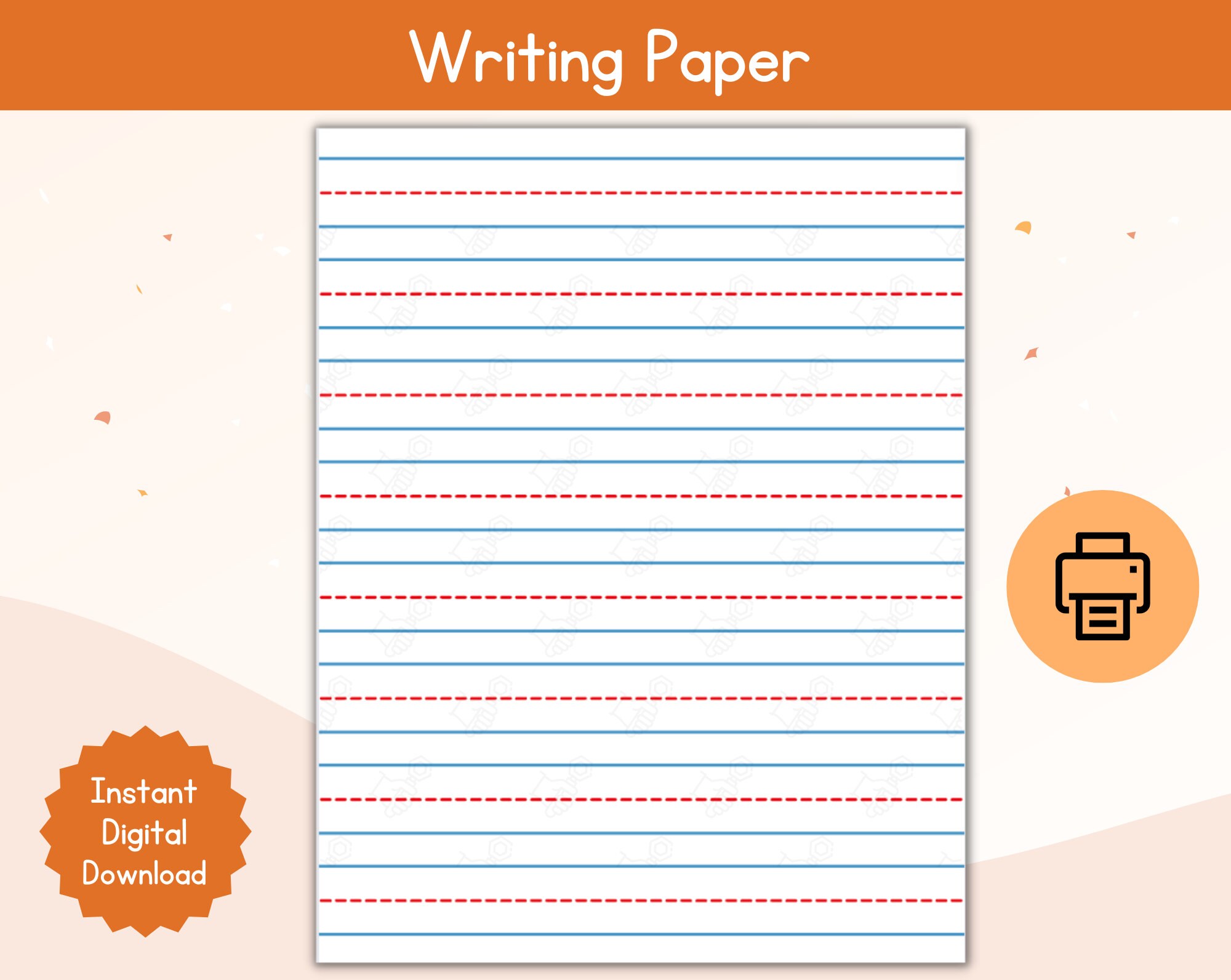Handwriting Lined Paper / Practice Writing Paper / Printable Lined ...