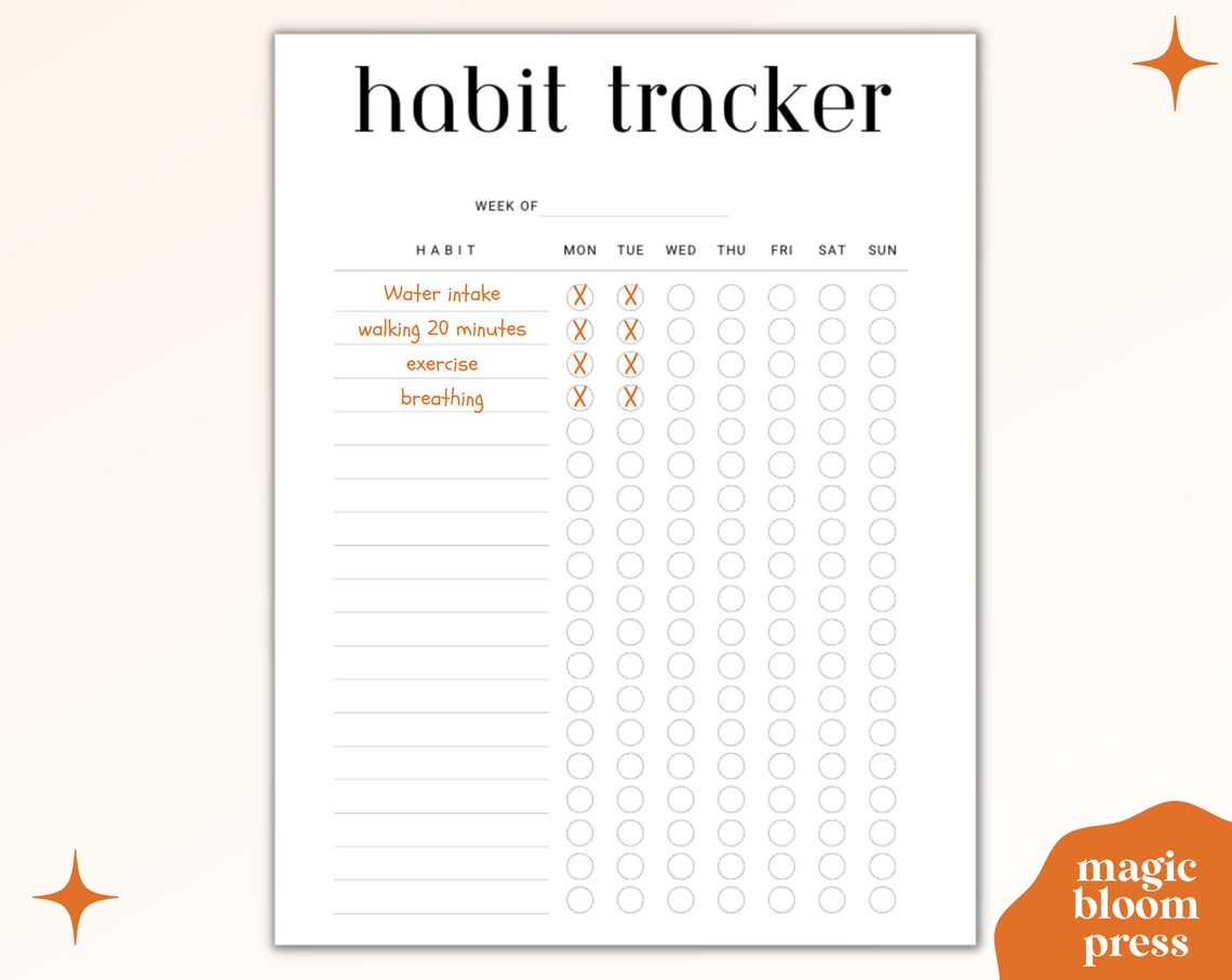 Habit Tracker / Printable Habit Tracker Sheet / Printable Digital ...