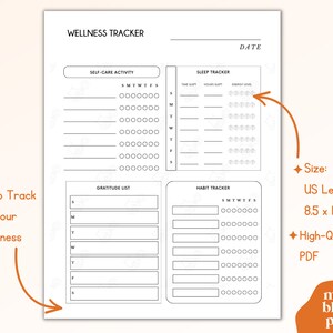 Wellness Tracker Page / Printable Wellness Tracker / Printable Digital ...