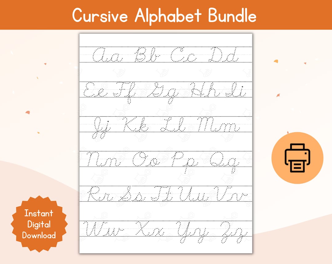 Cursive Alphabet Tracing Bundle / Printable Cursive Alphabet Tracing ...