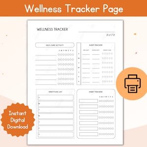 Wellness Tracker Page / Printable Wellness Tracker / Printable Digital ...