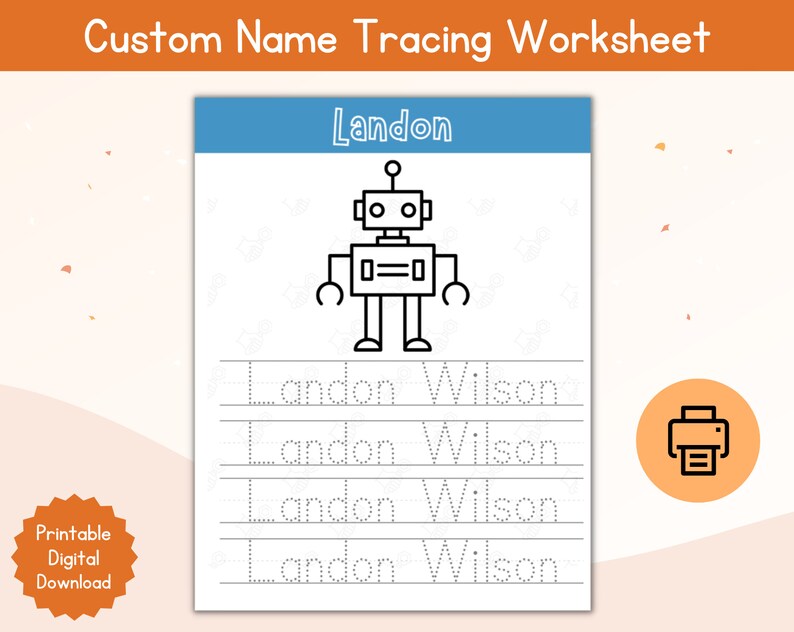 Name Tracing Custom Worksheet / Personalized First Name Tracing Name ...