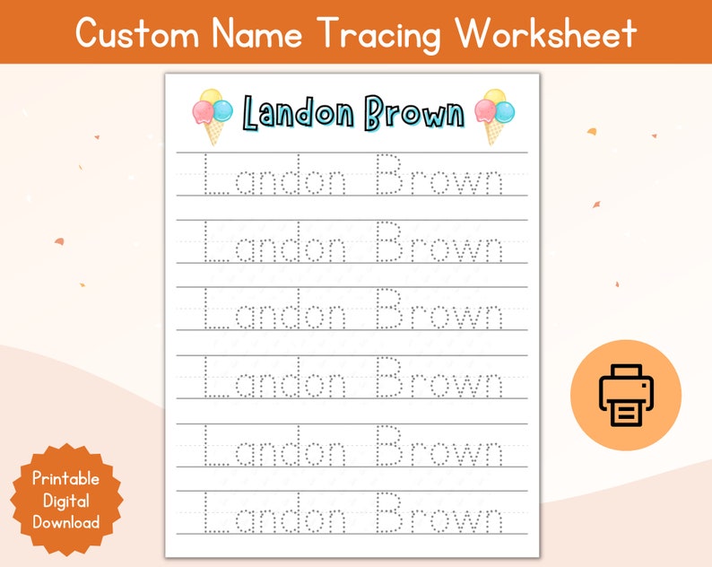 Name Tracing Custom Worksheet / Personalized First Name - Etsy
